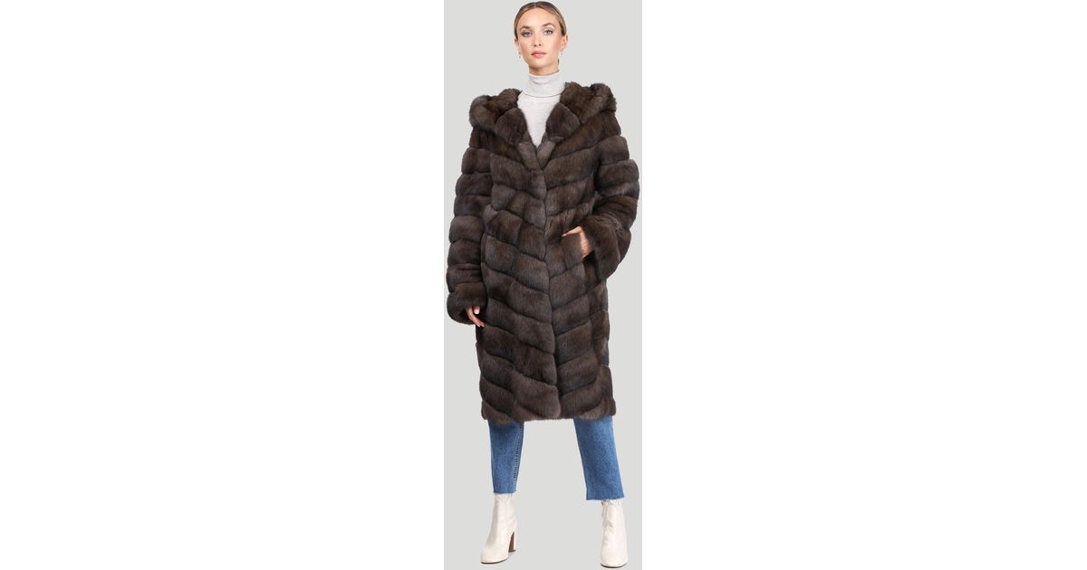Gorski Russian Sable Chevron Midi Coat | Lyst
