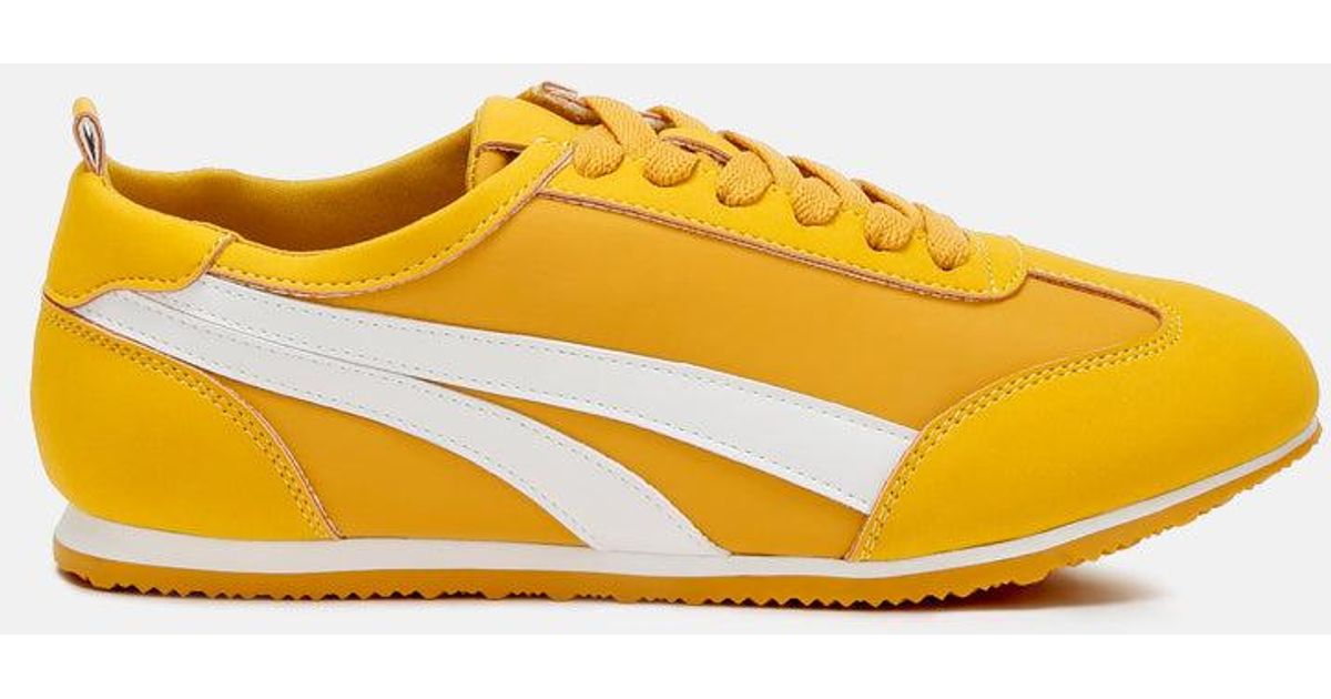 LONDON RAG Montek Faux Leather Lace-Up Sneakers in Yellow | Lyst