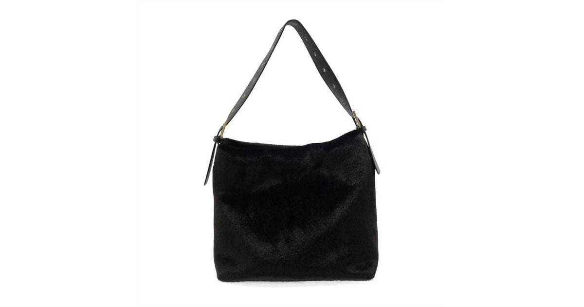 Joy Susan Teresa Faux Fur Hobo Bag in Black | Lyst