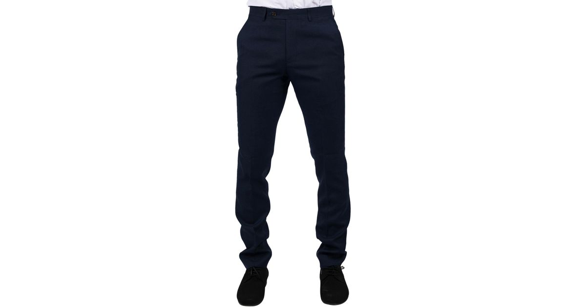 Paul Andrew Calvin Tailored Fit Smart Trousers in Blue for Men | Lyst