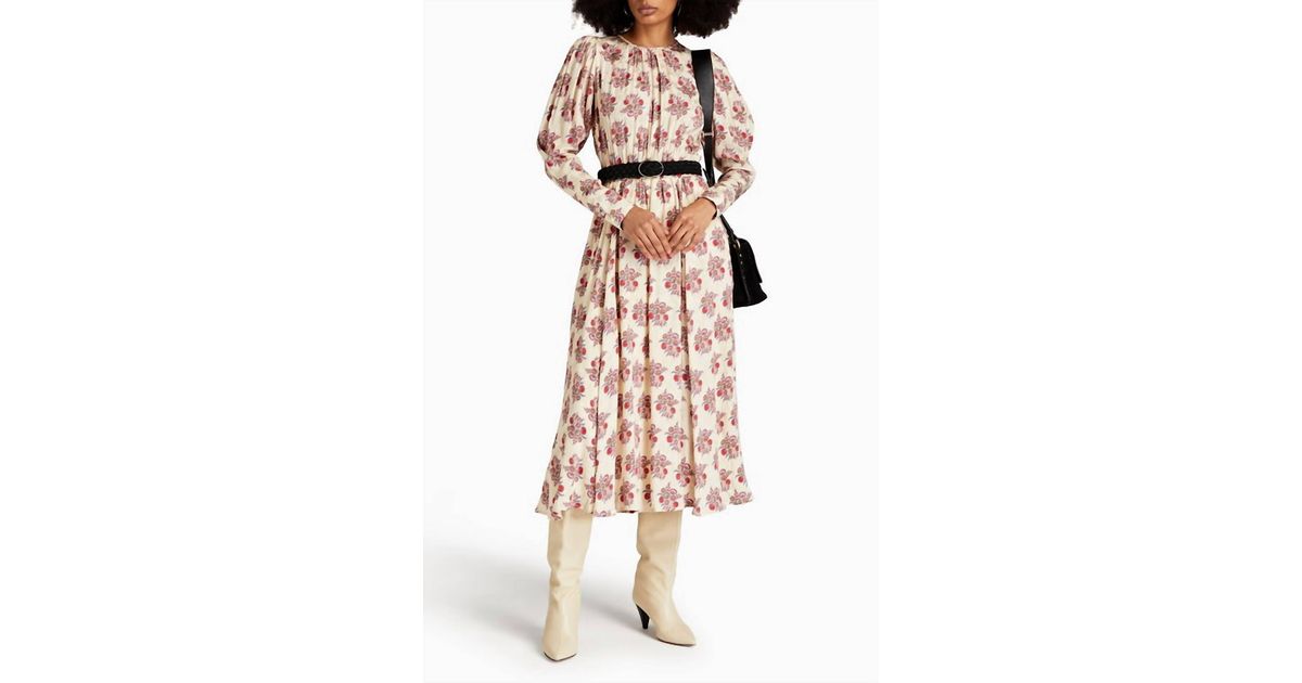 byTiMo Gathered Jacquard Midi Dress in Natural | Lyst