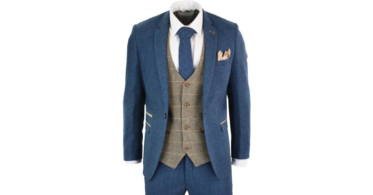 Oliver Tweed 3 Piece Tweed Vintage Suit in Blue for Men | Lyst