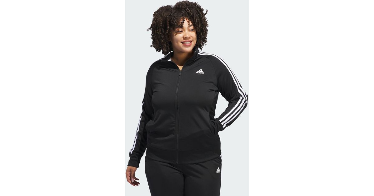 adidas Essentials Warm-Up Tricot Slim 3-Stripes Track Jacket (Plus Size ...