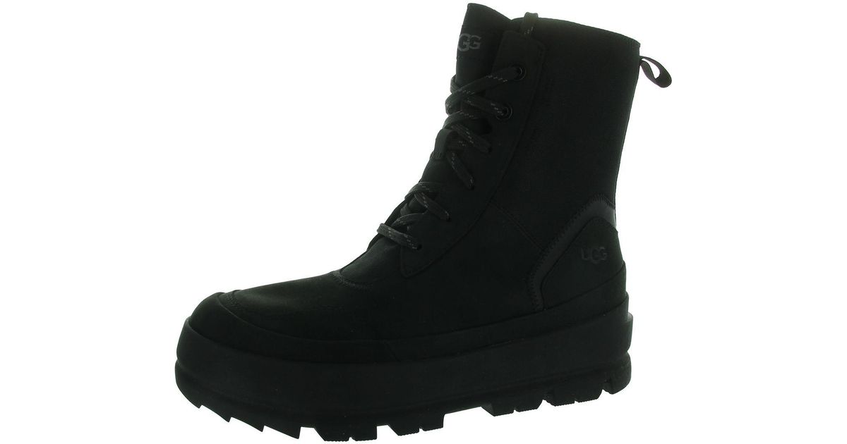 UGG The Lug Lace-Up Leather Combat & Lace-Up Boots in Black | Lyst