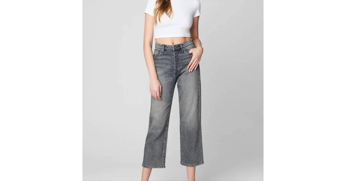 Blank NYC The Bazter Ribcage Straight Leg Wake Up Jeans in Gray | Lyst