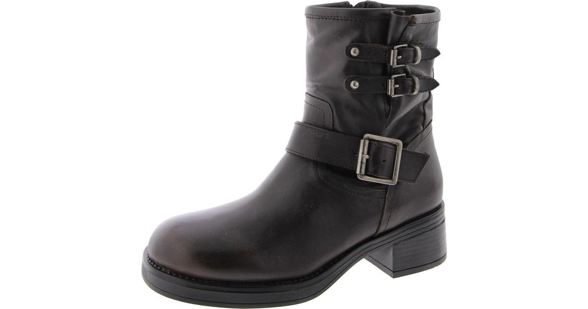 Steve Madden Archie Block Heel Side Zipper Motorcycle Boots in Black | Lyst