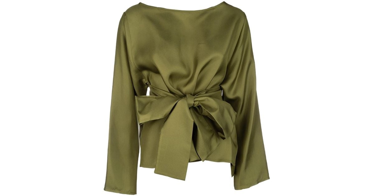 Co.Go Silk Blouse in Green | Lyst