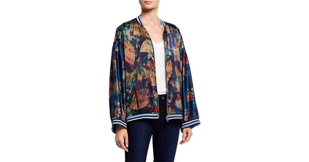 Johnny Was Fusai Reversible Bomber Jacket in Blue | Lyst