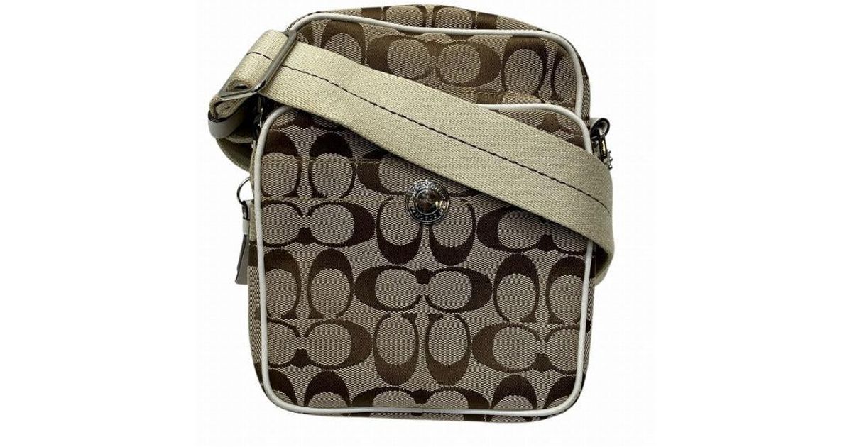 COACH Signature Canvas Leather Shoulder Bag in Green | Lyst