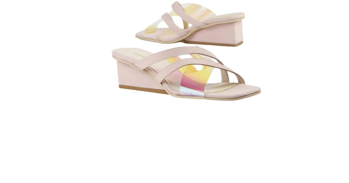 All Black Strappy Square Wedge in White | Lyst