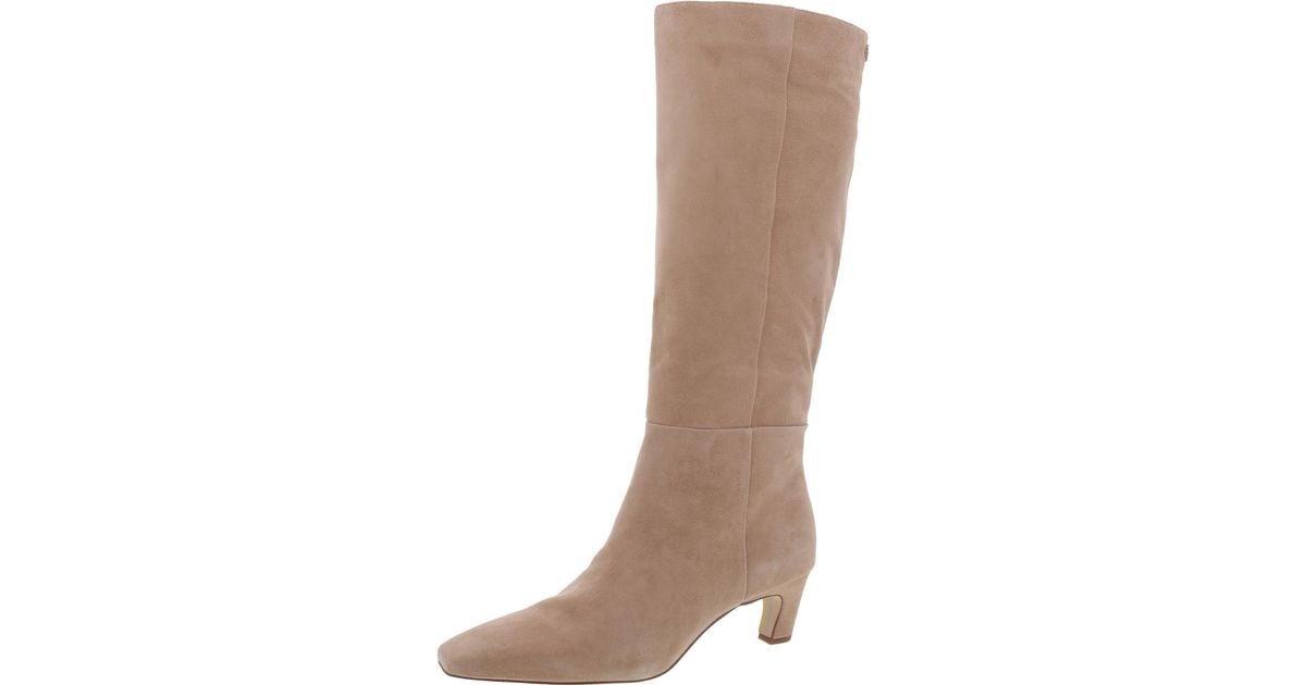 Sam Edelman Molly Tall Faux Suede Knee-High Boots in Natural | Lyst