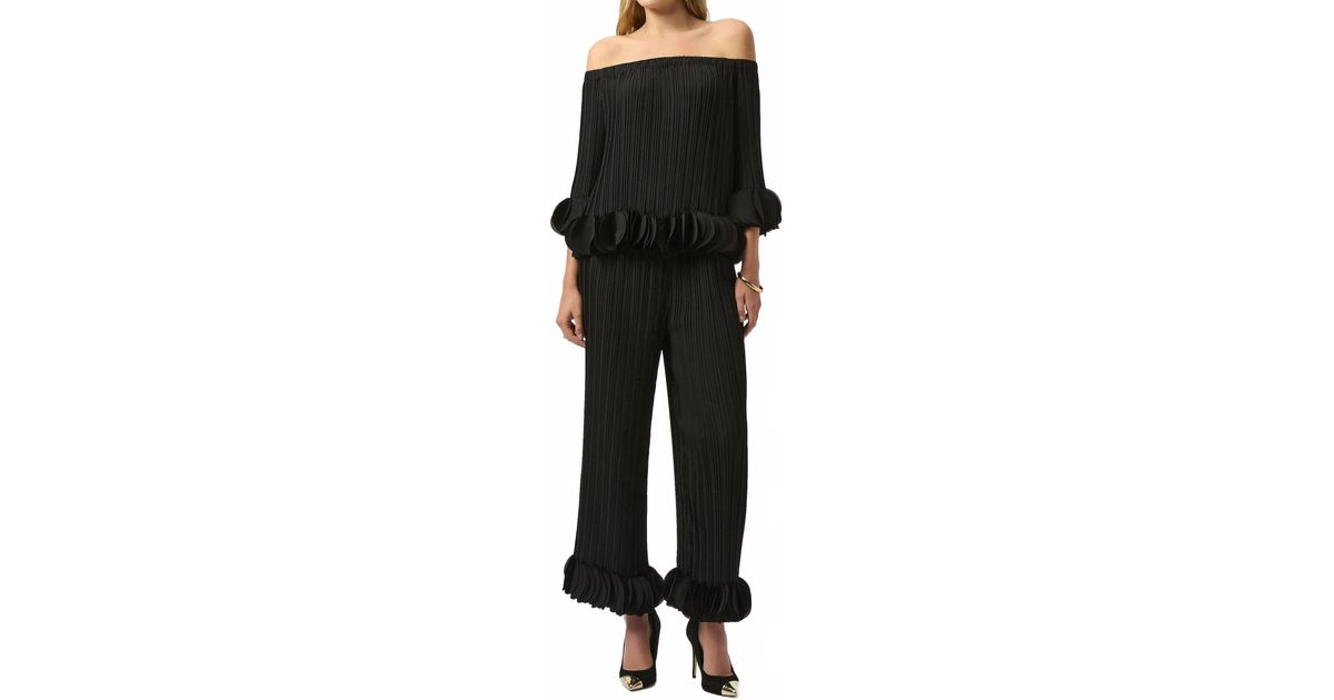 Joseph Ribkoff Georgette Wide Leg Pleated Pants in Black | Lyst