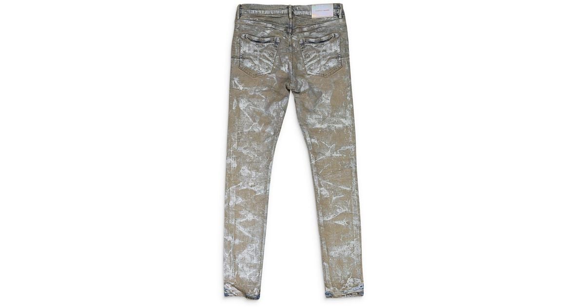 Purple Brand Jacquard Monogram Holographic Earth Skinny Jeans in Gray ...