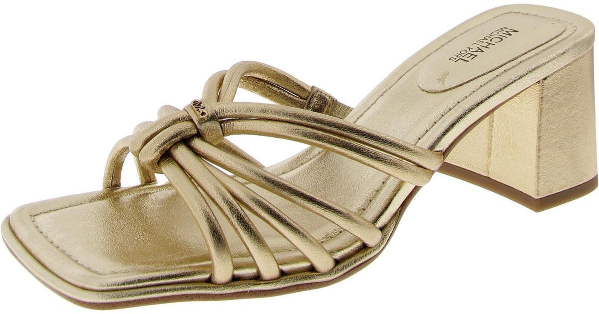 MICHAEL Michael Kors Astra Mule Leather Open Toe Mules in Brown | Lyst