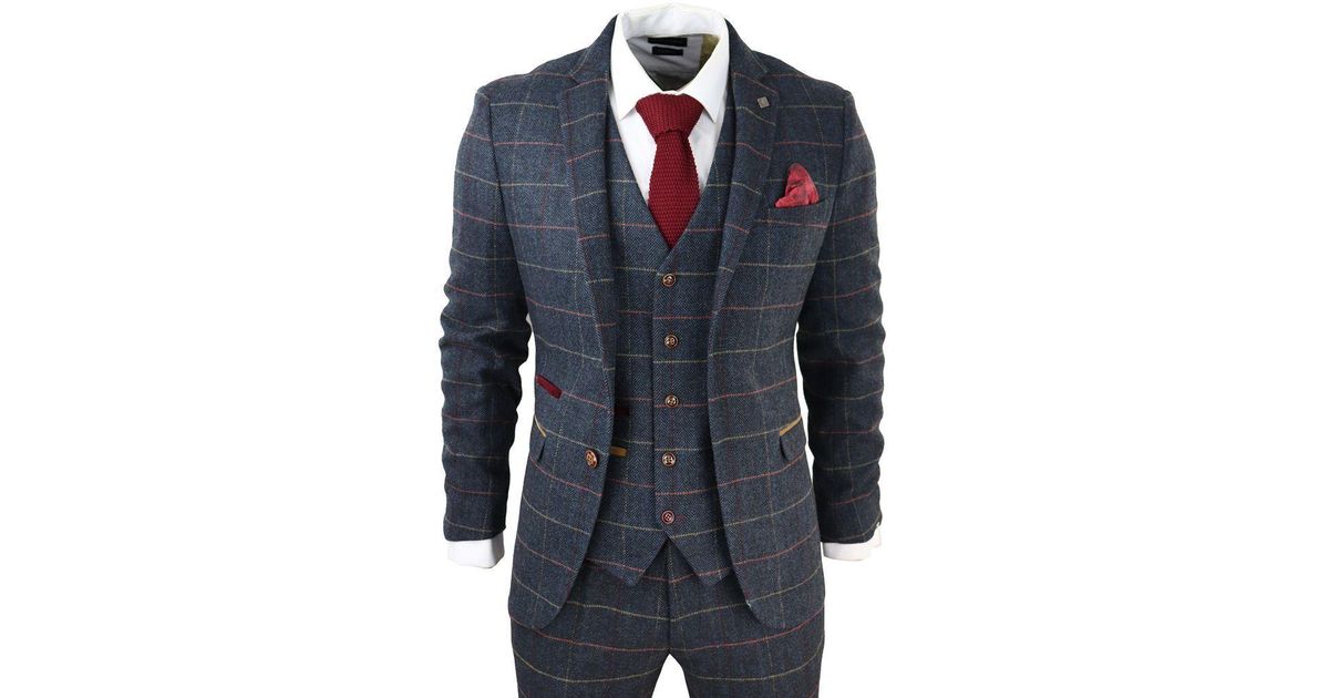 Oliver Tweed Tweed Check 3-Piece Suit in Blue for Men | Lyst