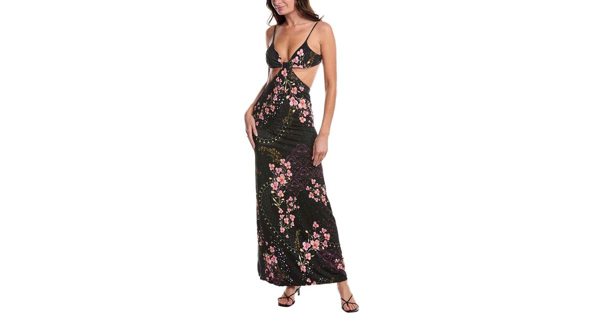 Agua Bendita Selene Gleam Maxi Dress in Black | Lyst
