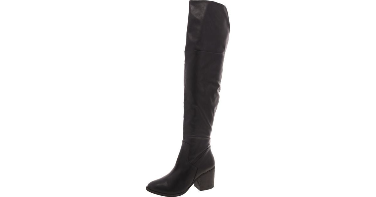 BP. Luke Zipper Heels Over-The-Knee Boots in Black | Lyst