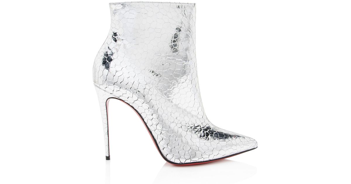 Christian Louboutin Metallic Calfskin Craquele So Kate Booties in White ...