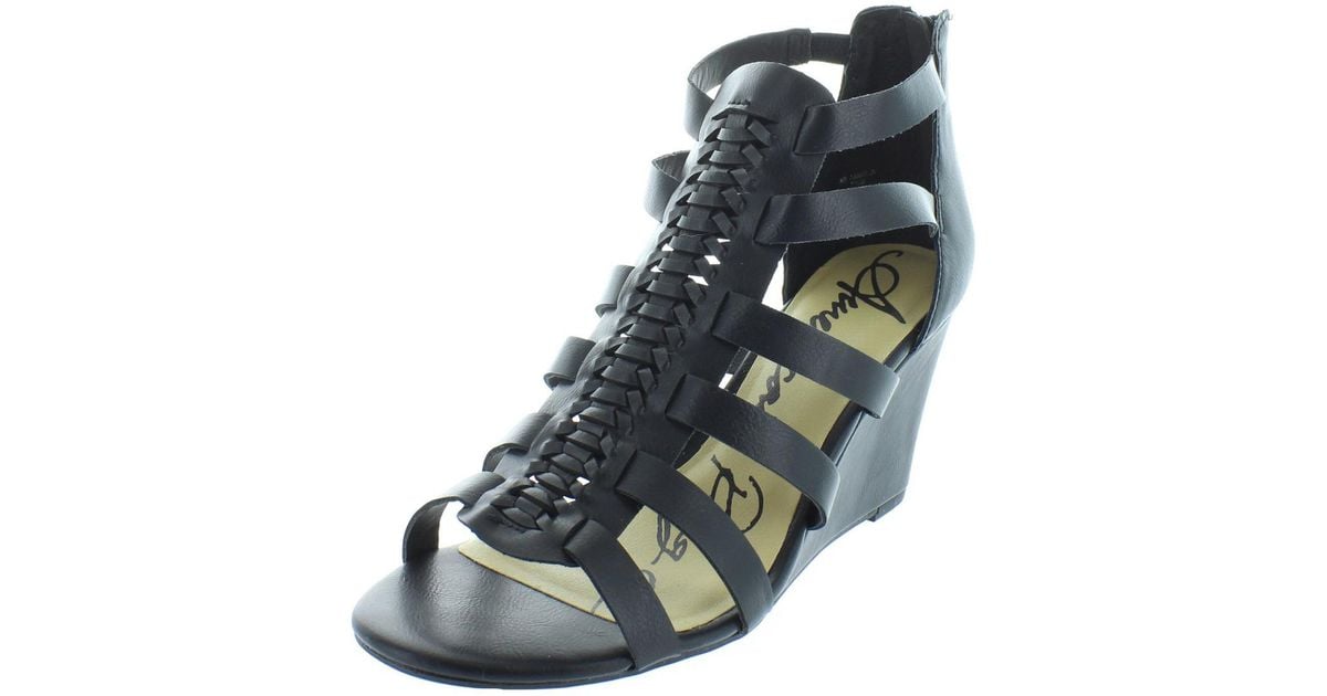 American Rag Aamelia Faux Leather Platform Wedge Sandals in Blue | Lyst