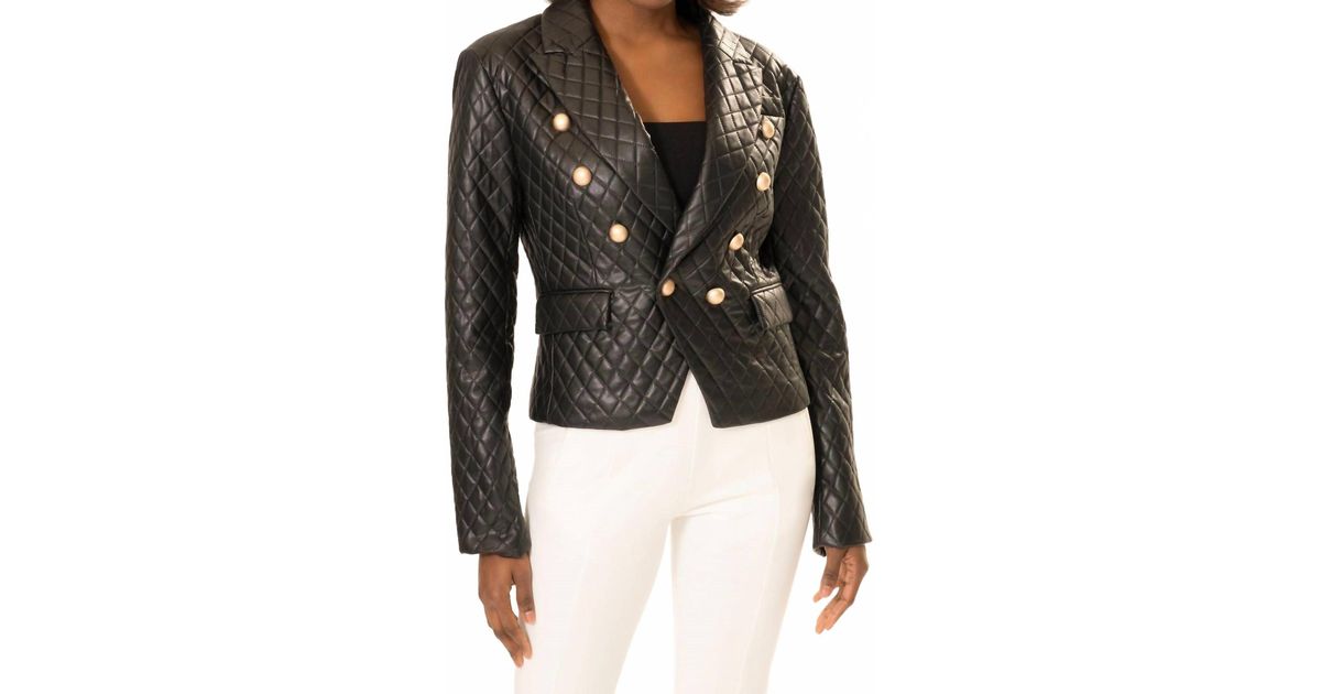 AREA STARS Quilted Faux Leather Jacket in Black | Lyst