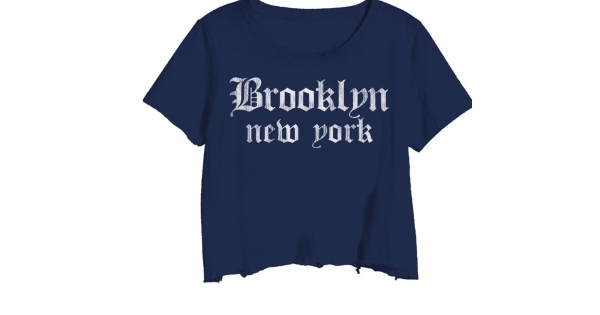 Prince Peter Brooklyn Old English Cropped Tee in Blue | Lyst