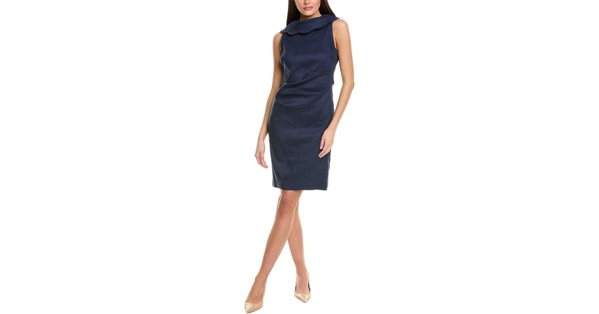 Sara Campbell Hoda Linen Midi Dress in Blue | Lyst
