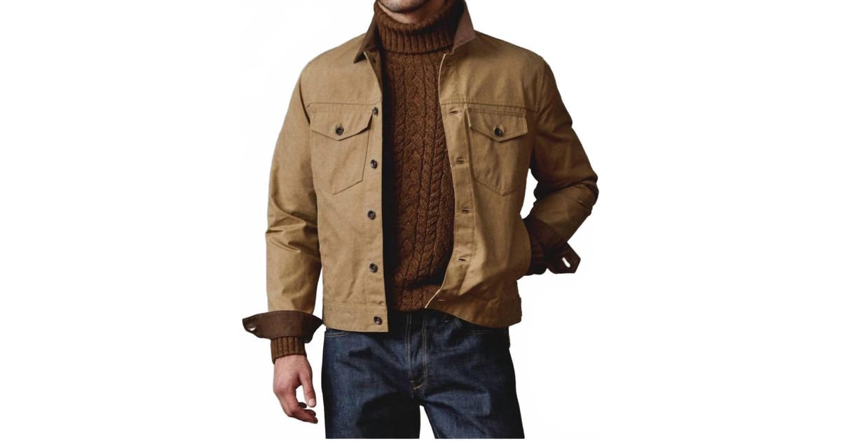 Todd Snyder Waxed Dylan Trucker Jacket in Brown for Men | Lyst