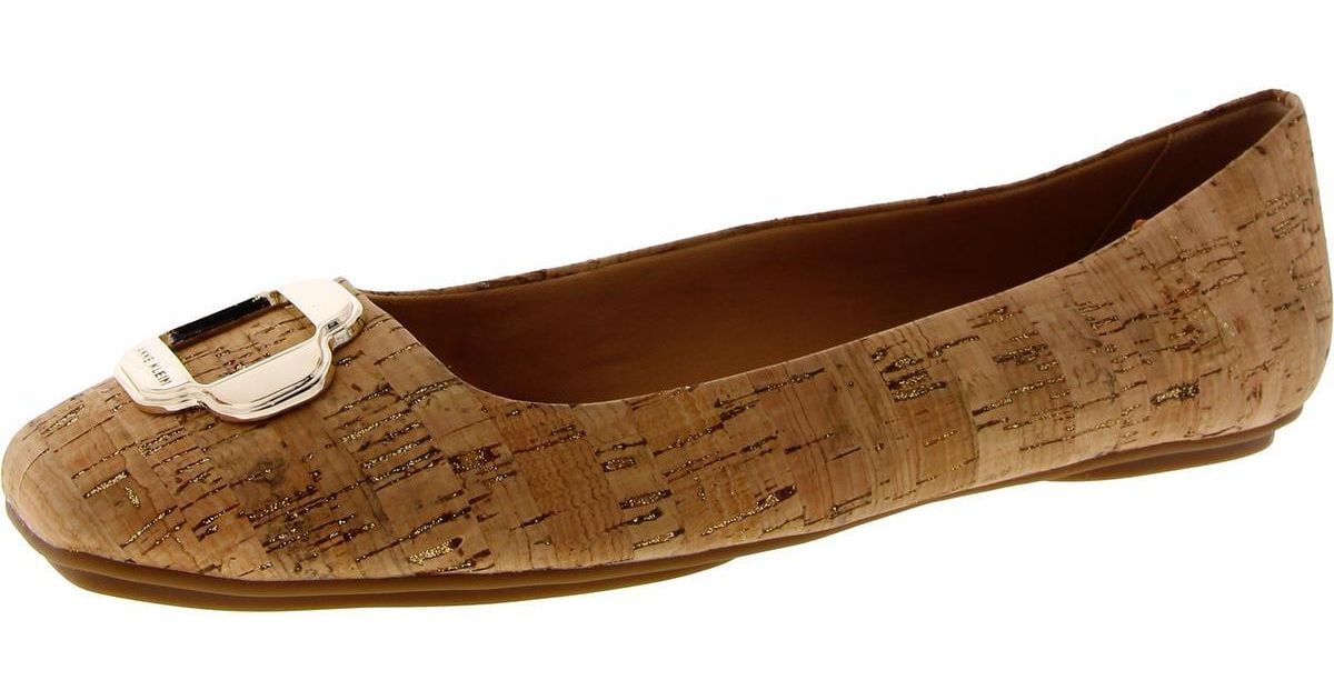 Anne Klein Cork Fabric Ballet Flats in Brown | Lyst