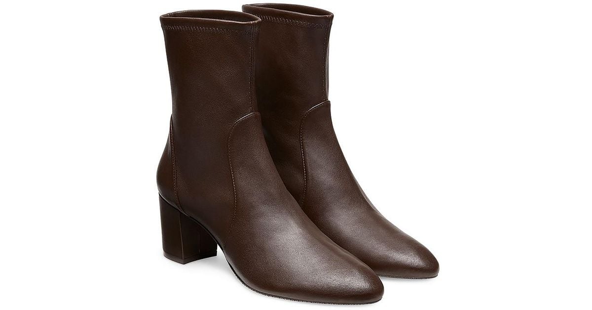 Stuart Weitzman Yuliana 60 Leather Pull On Ankle Boots in Brown | Lyst