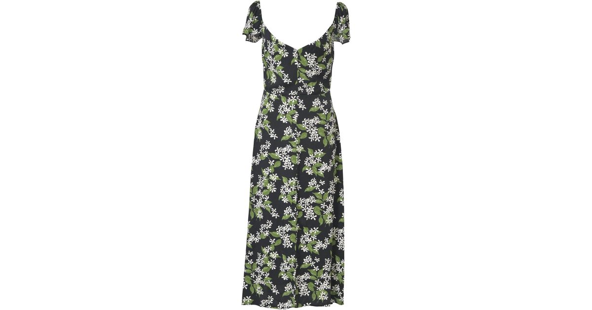 Reformation Baxley Floral Print Midi Dress in Green | Lyst