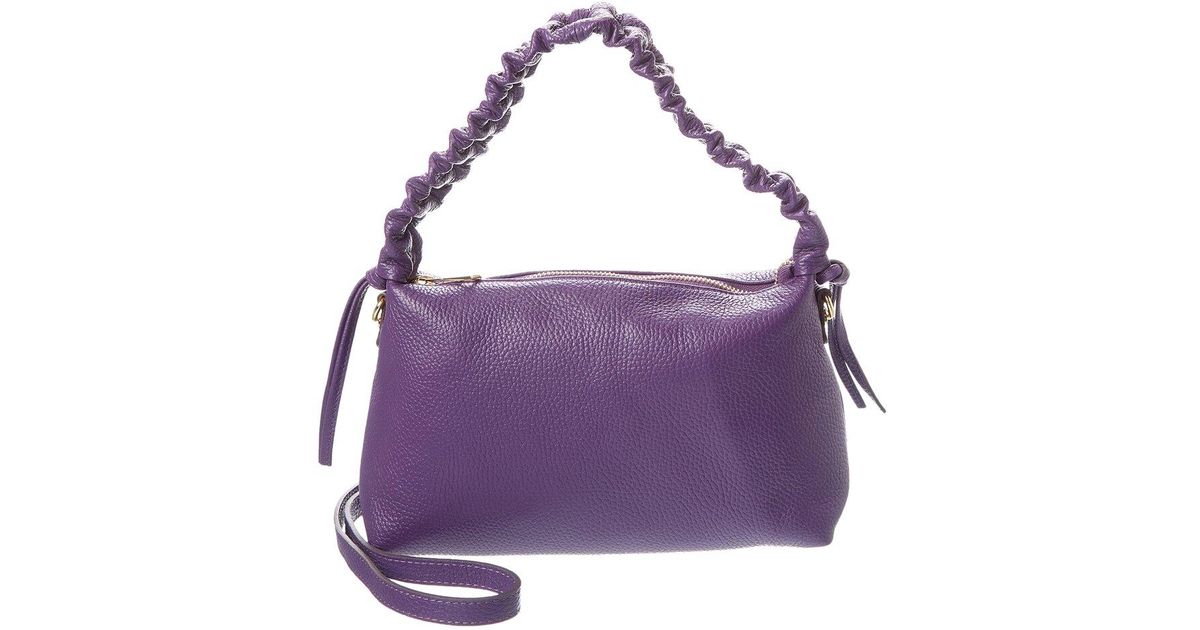 Italian Leather Top Handle Bag in Purple | Lyst