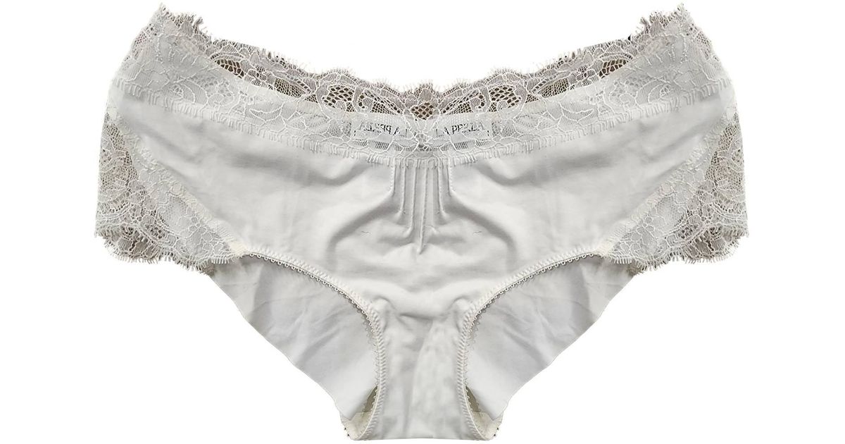 La Perla Lace Silk Brief Panty in Gray | Lyst