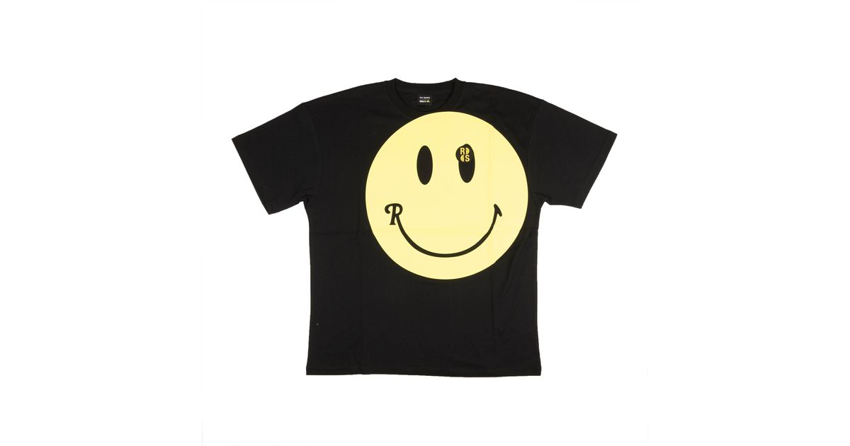 Raf Simons X Smiley Print Big Fit T-Shirt in Black for Men | Lyst