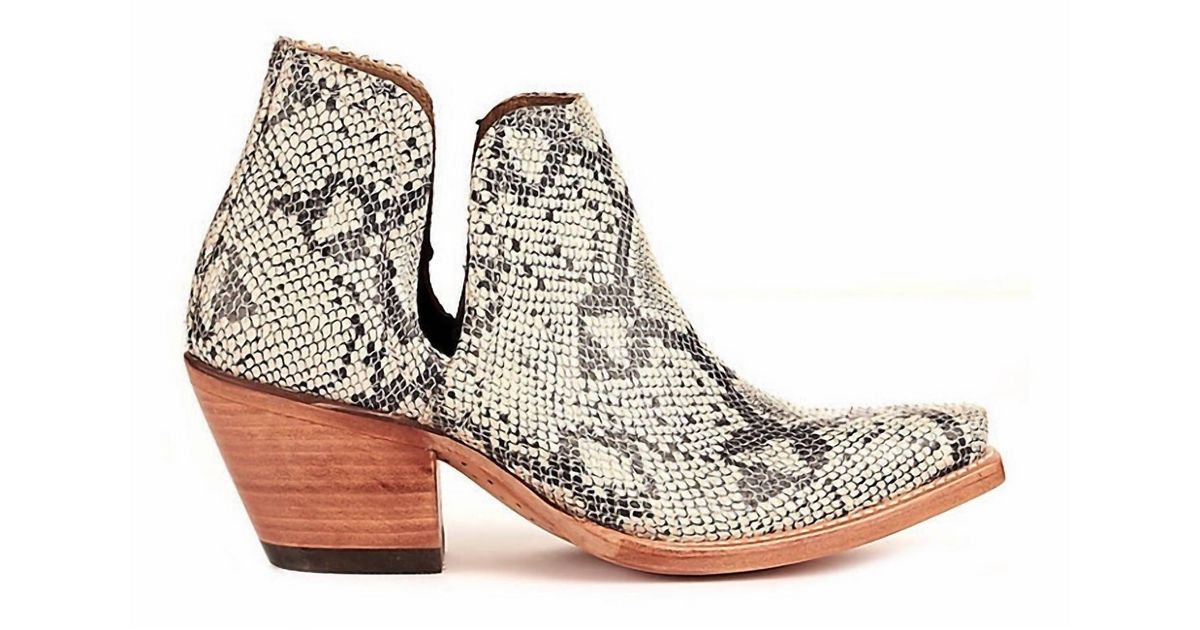 Ariat Western Leather Distressed Snake Dixon Bootie Boot in Black | Lyst