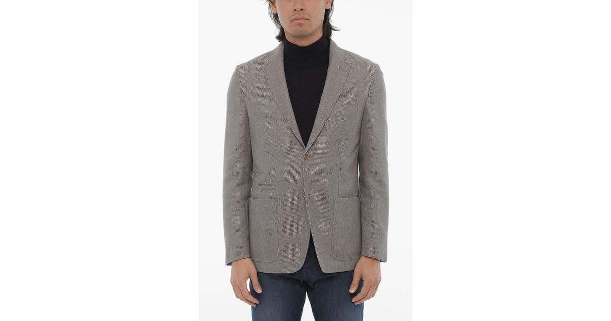 Corneliani Id Partridge Eye Motif Side Vents Notch Lapel Identity 2-But ...