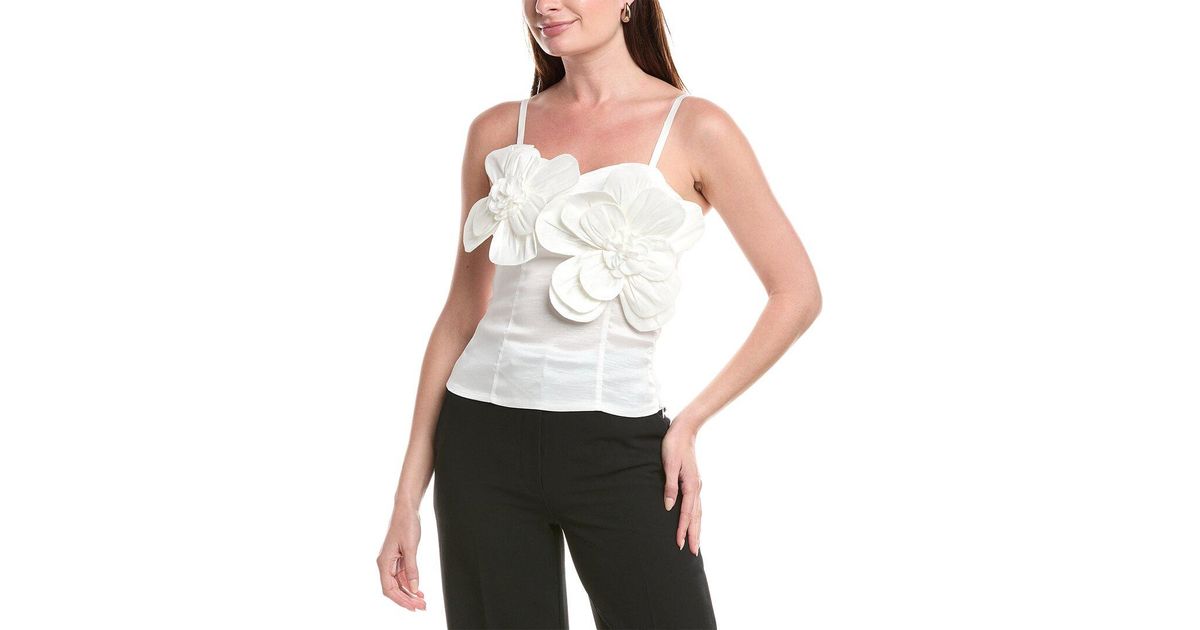 Gracia Double Big Flower Cami in White | Lyst