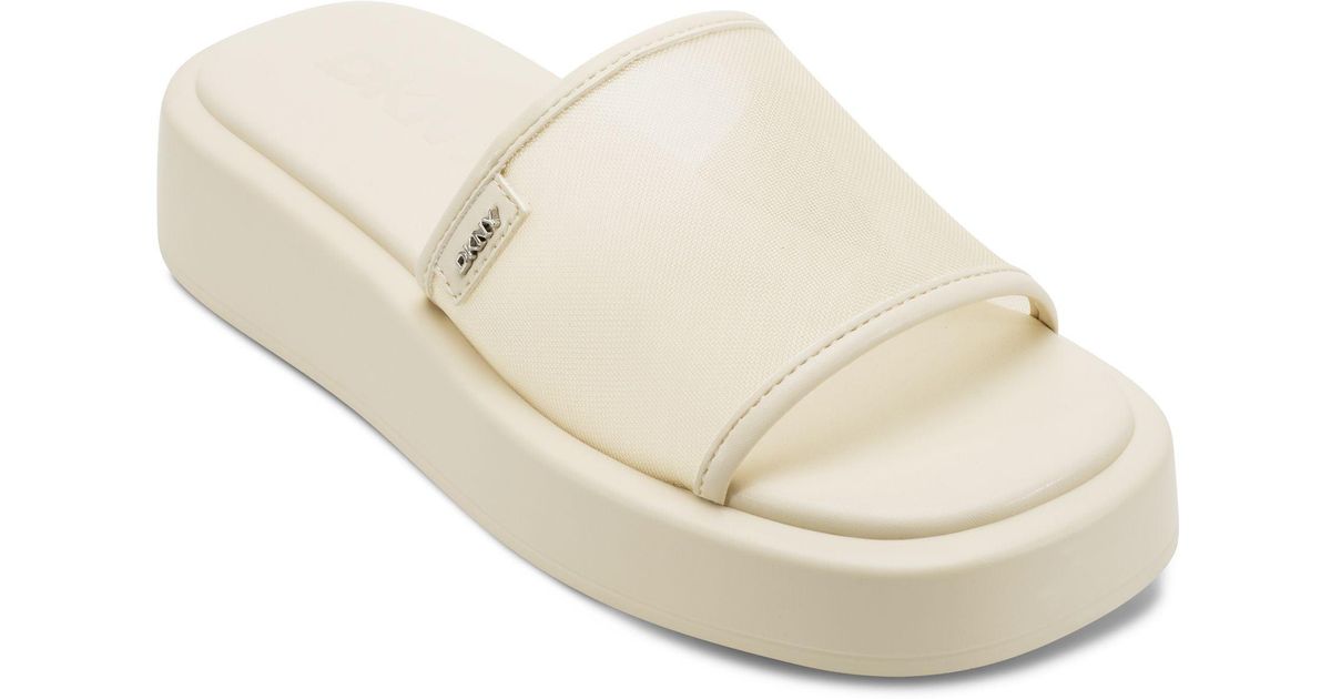 DKNY Orion Mesh Platform Slide in White | Lyst