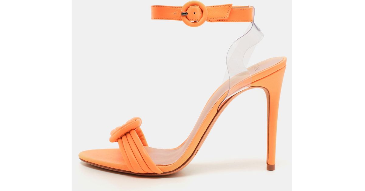 Alexandre Birman Leather Knot Ankle Strap Sandals in Orange | Lyst