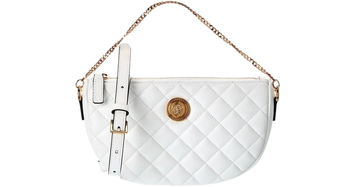 Versace La Medusa Half Moon Quilted Nappa Leather Crossbody Bag in ...