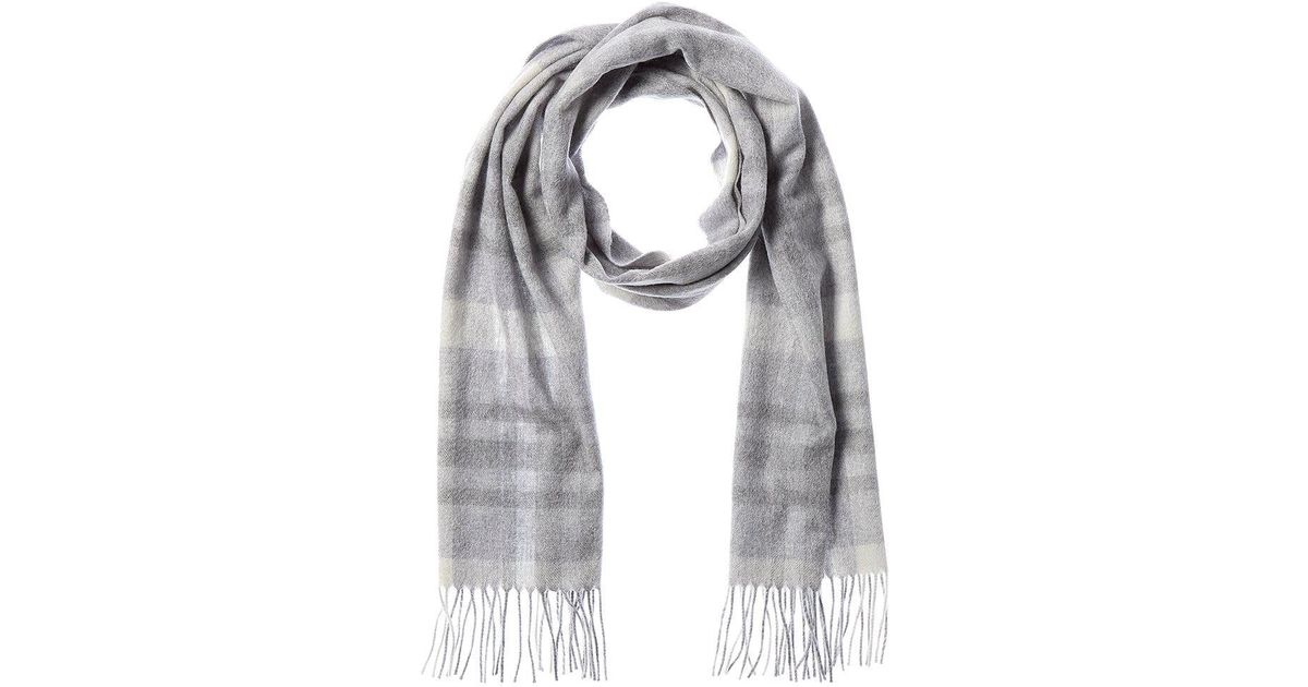 Amicale Cashmere Exploded Plaid Cashmere Scarf in Gray | Lyst