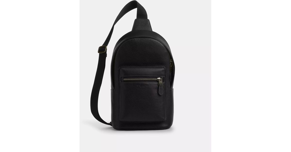COACH Pebble Leather West Pack Crossbody in Black | Lyst
