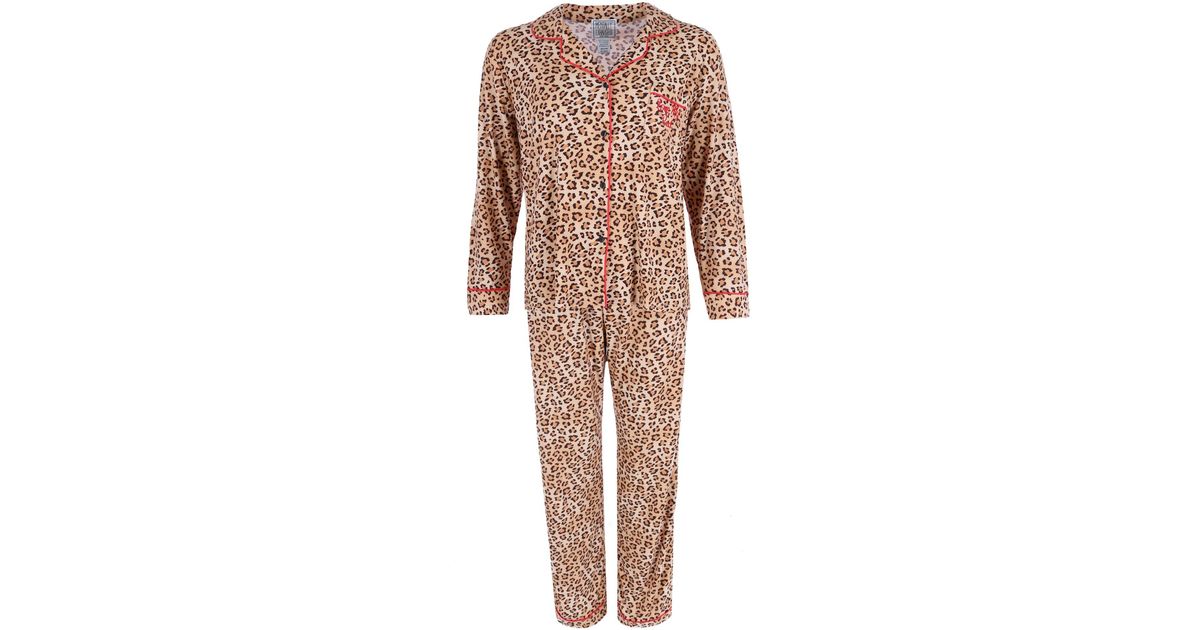 MENTALLY EXHAUSTED Plus Size Leopard Pajama Set in Natural | Lyst
