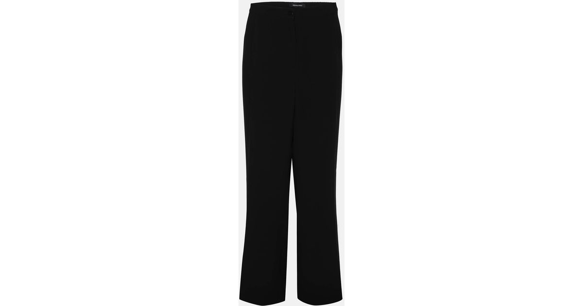 Elena Miro Crepe Wide Leg Trousers in Black | Lyst