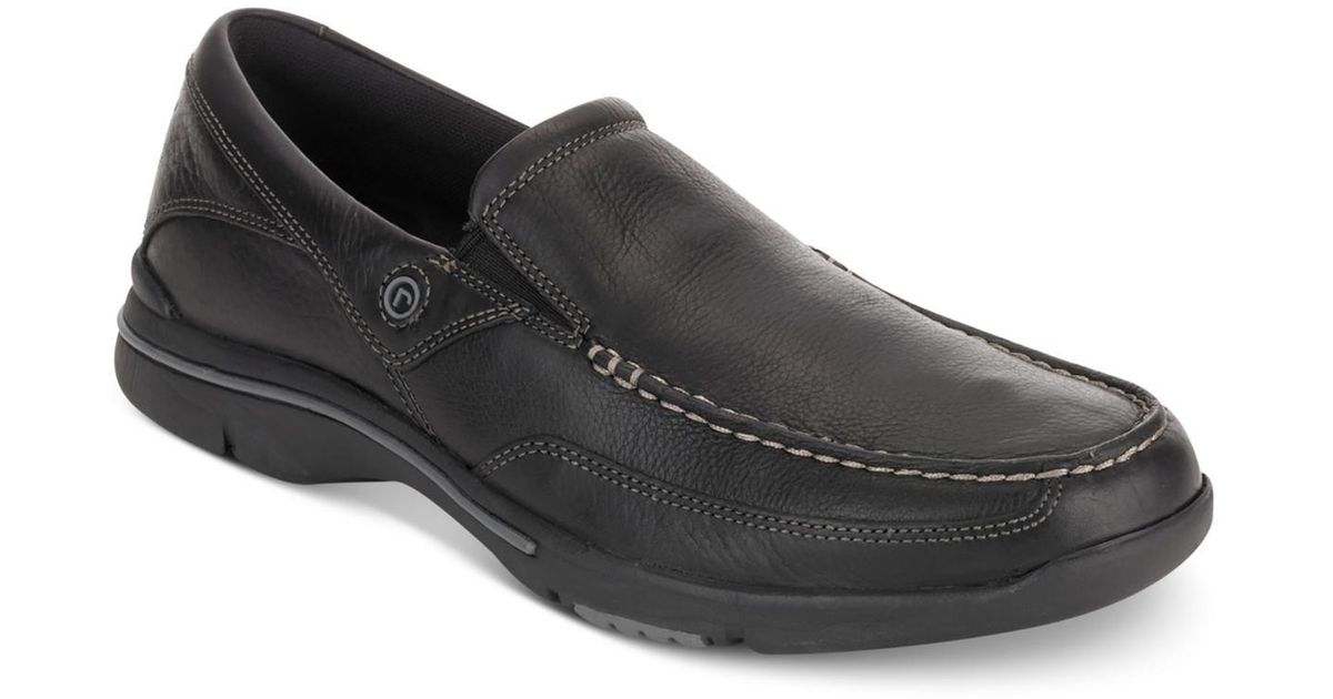 Rockport Eberdon Leather Apron Toe Loafers in Black for Men | Lyst