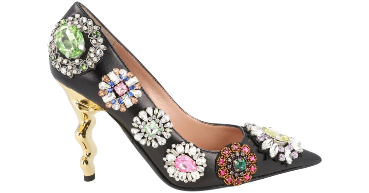 Moschino Crystal Embellished Sculpted Pumps in Metallic | Lyst