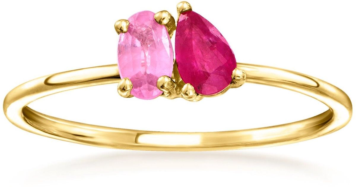 RS Pure By Ross-Simons Ruby And . Sapphire Toi Et Moi Ring in Pink | Lyst