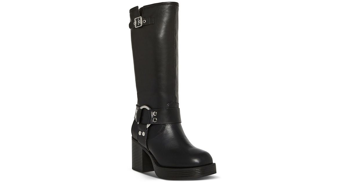 Madden Girl Touringg Faux Leather Motorcycle Boots in Black | Lyst