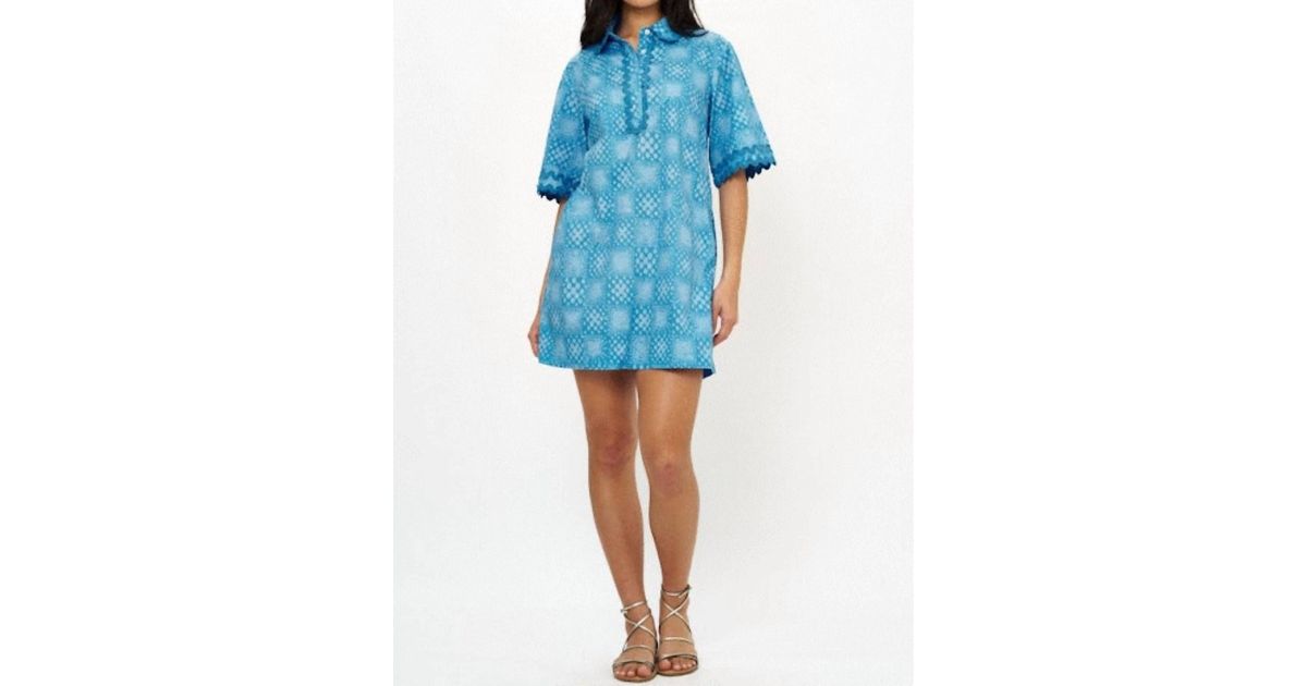 Oliphant Matrix Collar Shirt Dress in Blue | Lyst