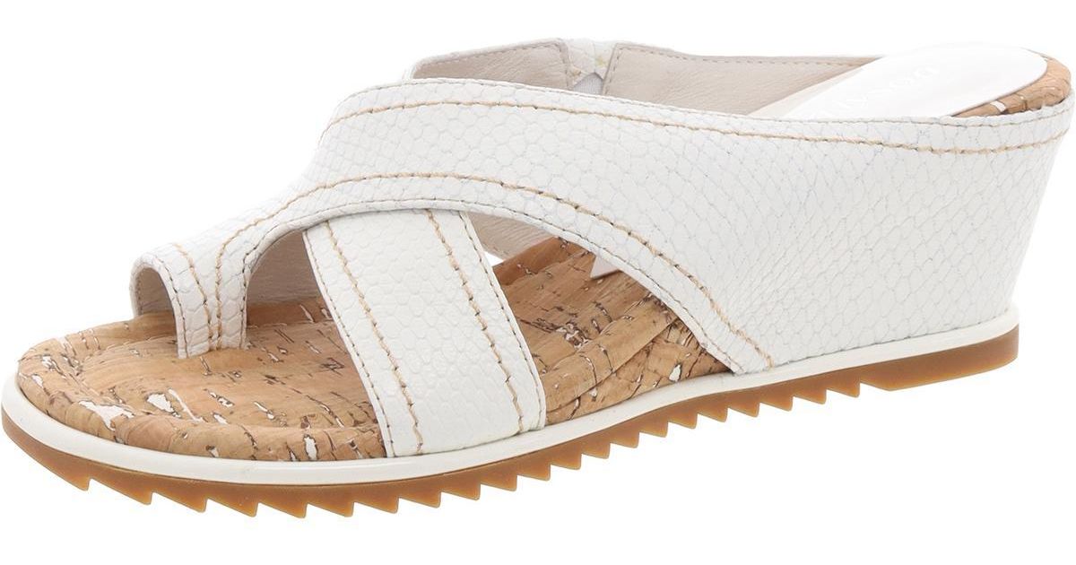 Donald J Pliner Toe Loop Wedge Sandals in White | Lyst