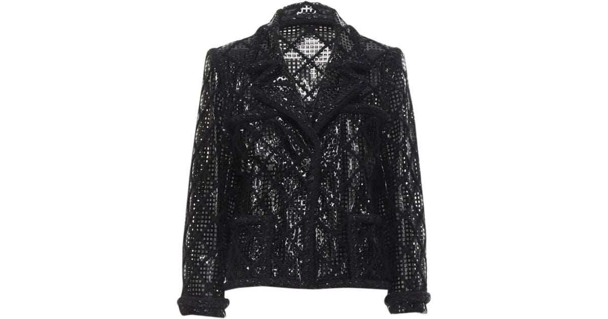 Chanel 15k Brasserie Gabrielle Runway Cutout Pvc Braided Tweed Jacket ...